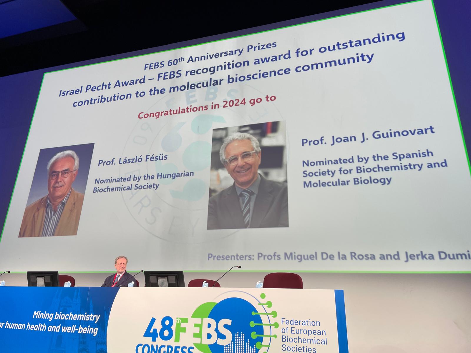 Joan Guinovart, expresidente de SEBBM, recibe el Premio Israel Pecht ...